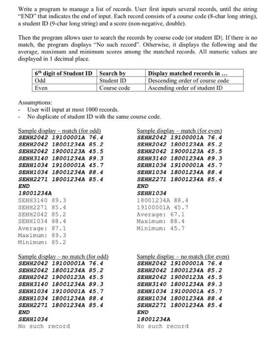 Solved Please Write C Code And Write The Even Version