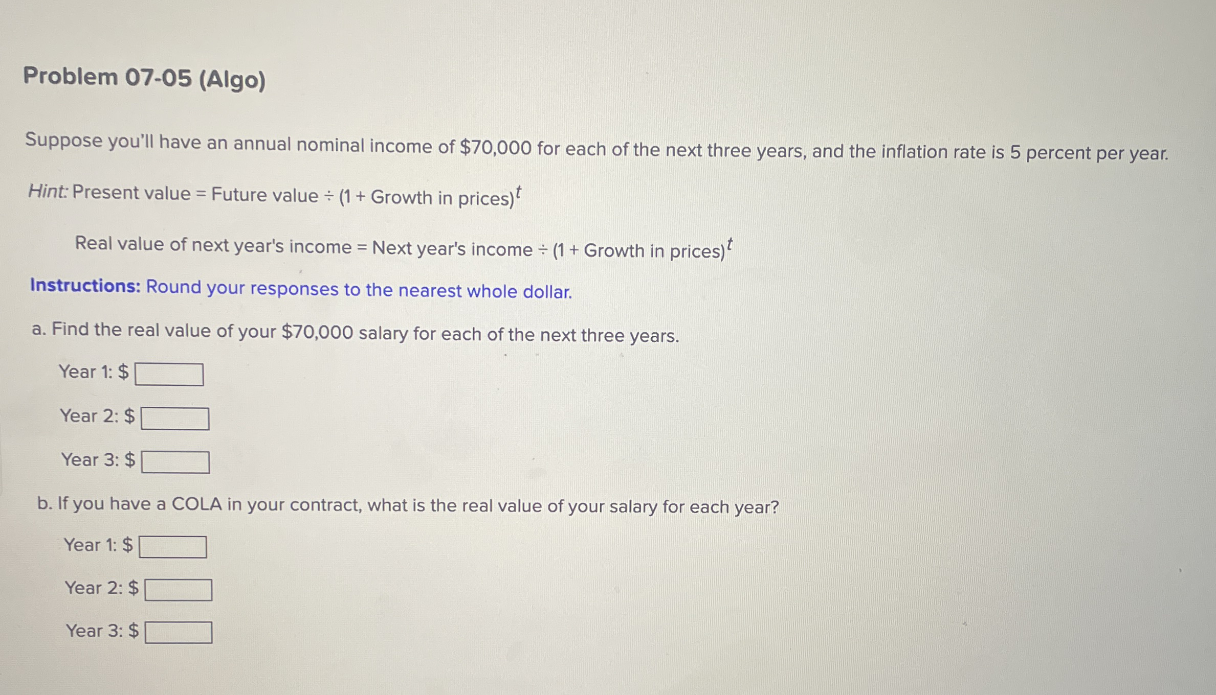 Solved Problem 07-05 (Algo)Suppose you'll have an annual | Chegg.com