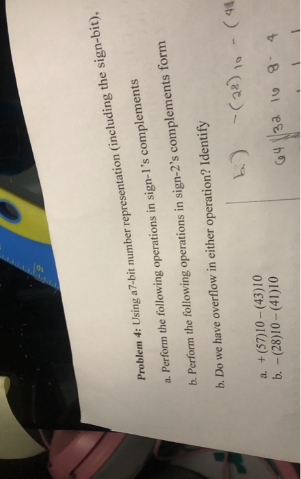 Solved Problem 4: Using a7-bit number representation | Chegg.com