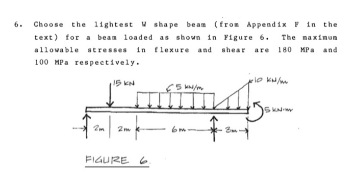Solved 6. Choose the 11ghtest W shape beam (from Appendix F | Chegg.com
