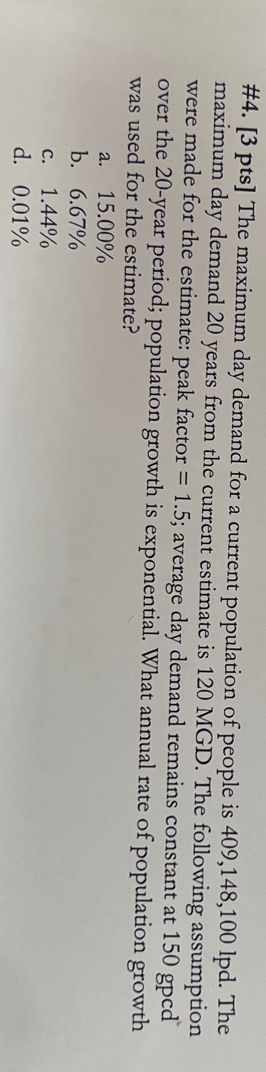 Solved #4. [3 ﻿pts] ﻿The maximum day demand for a current | Chegg.com
