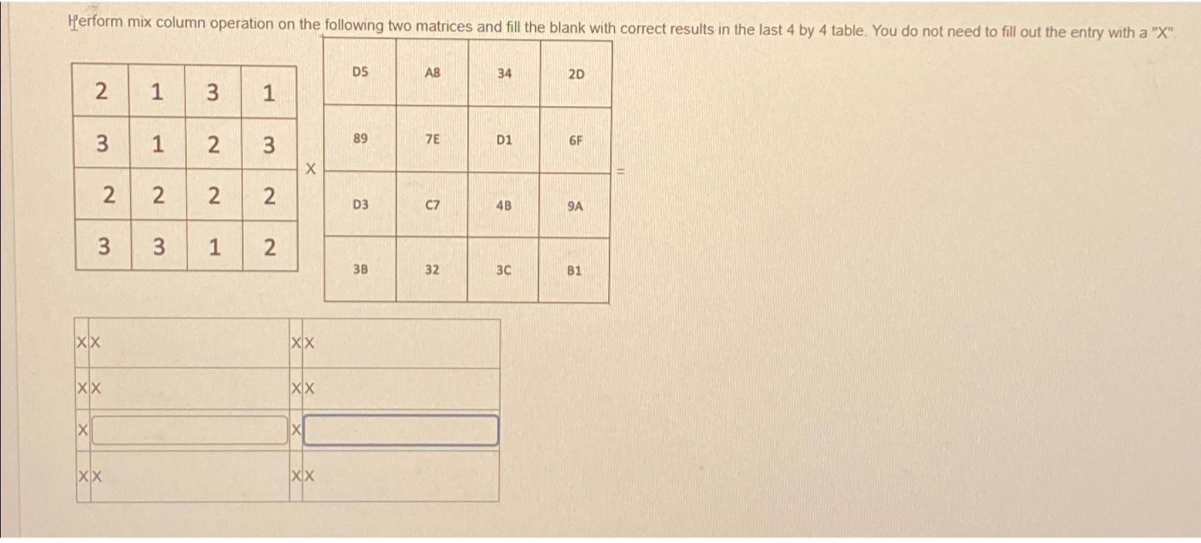 Solved Perform mix column operation on the following two | Chegg.com
