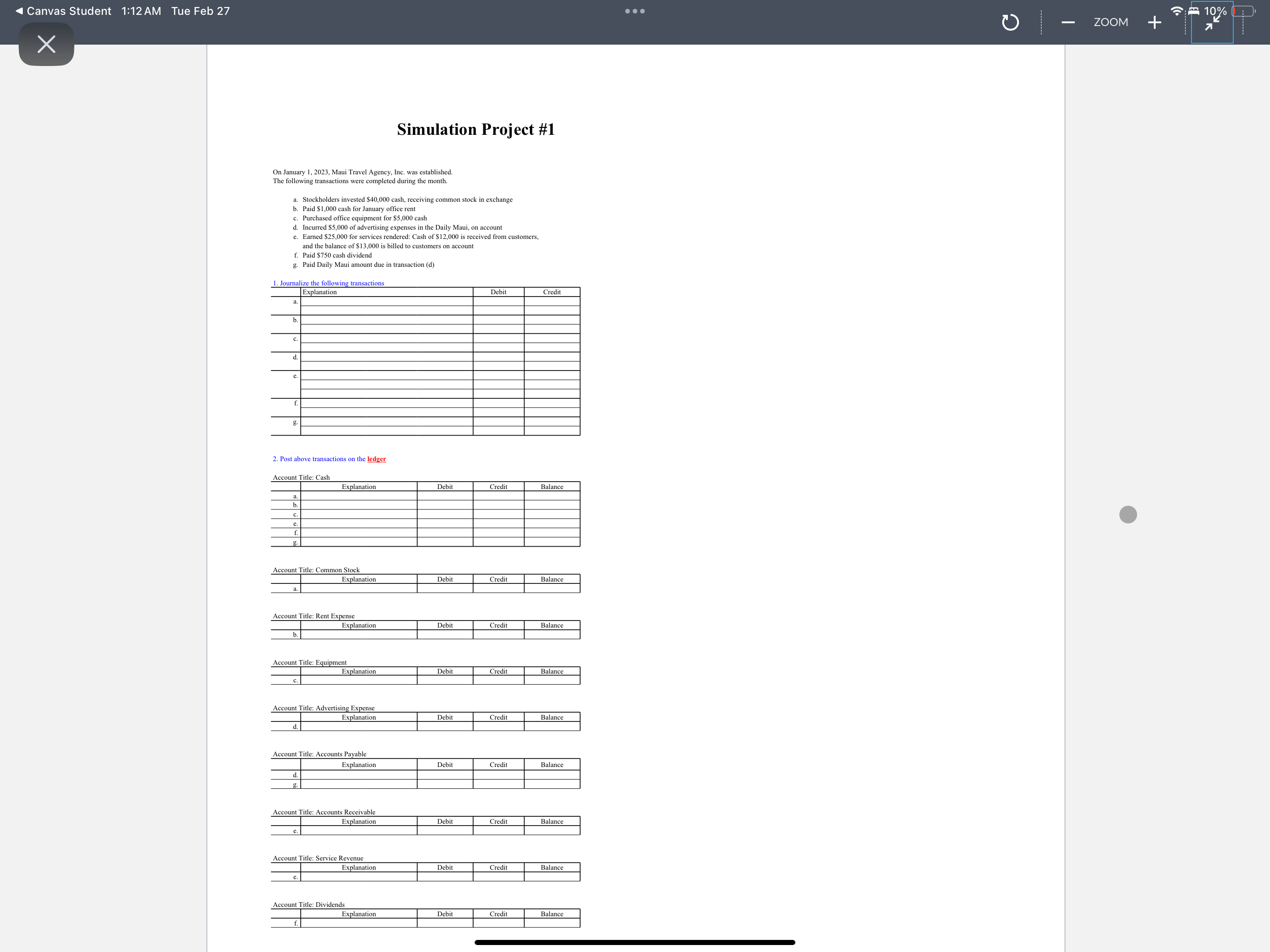 Solved Simulation Project #1Post above transactions on the | Chegg.com