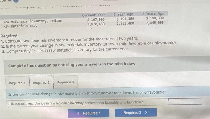 Solved Problem 14-5A (Algo) Raw materials inventory turnover | Chegg.com