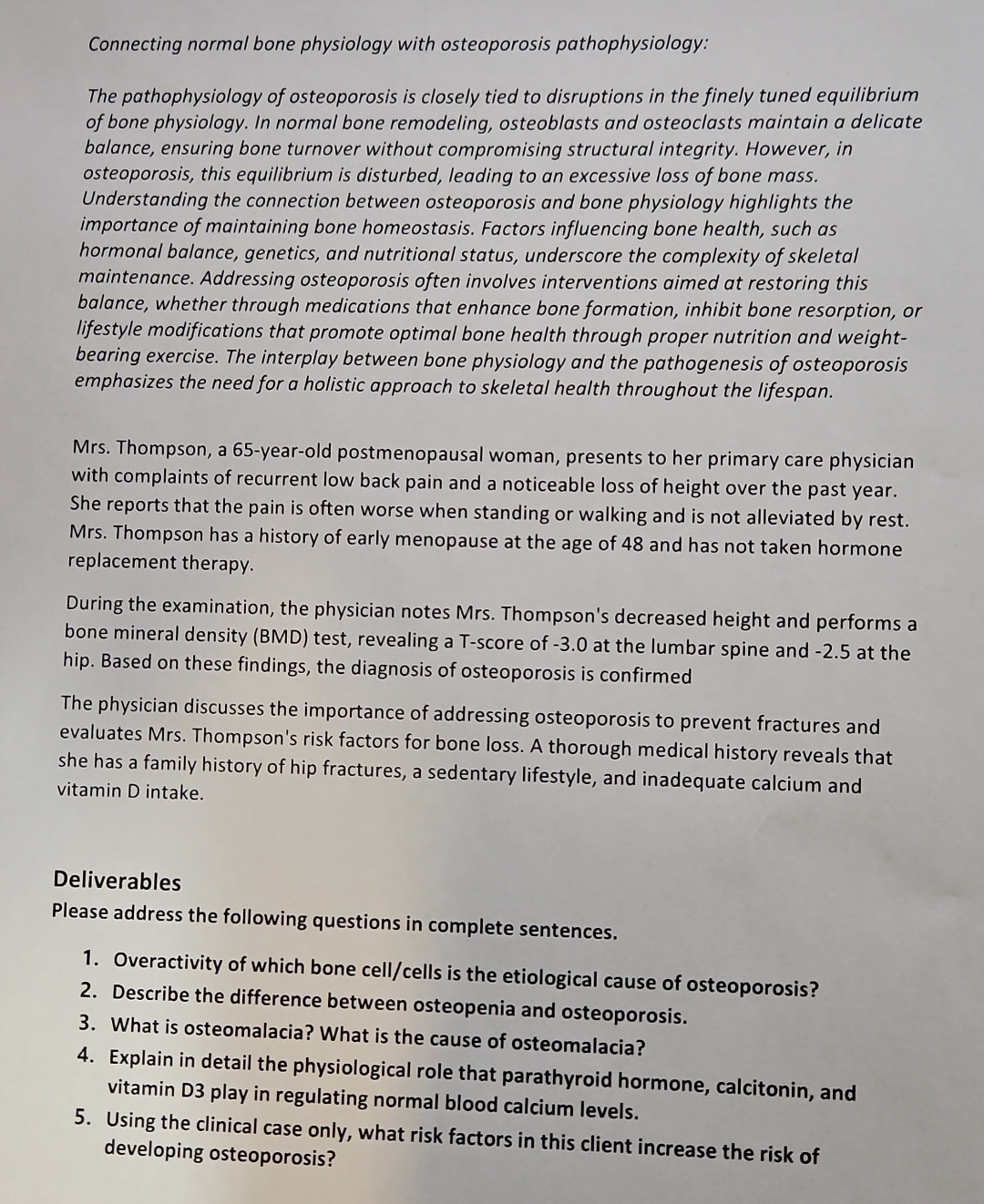 Solved Connecting normal bone physiology with osteoporosis | Chegg.com
