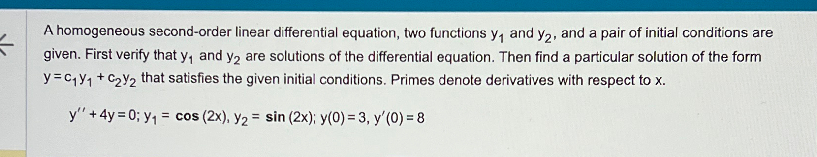 Solved A homogeneous second-order linear differential | Chegg.com
