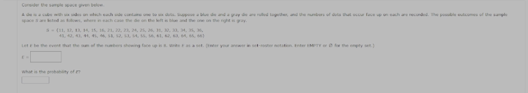 Solved Consider the sample space given below. space S ﻿are | Chegg.com