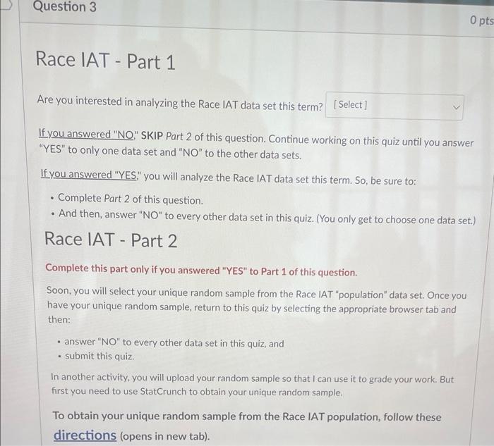 Solved Here are descriptions of the IAT "population" data | Chegg.com