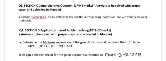 Solved Q3. SECTION C Comprehensive Question (1*4-4 marks) ( | Chegg.com