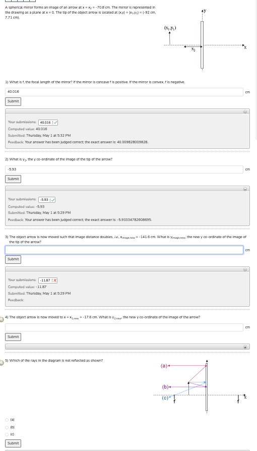 Solved A spherical. mirror forms an ﻿image of an ﻿arrow | Chegg.com