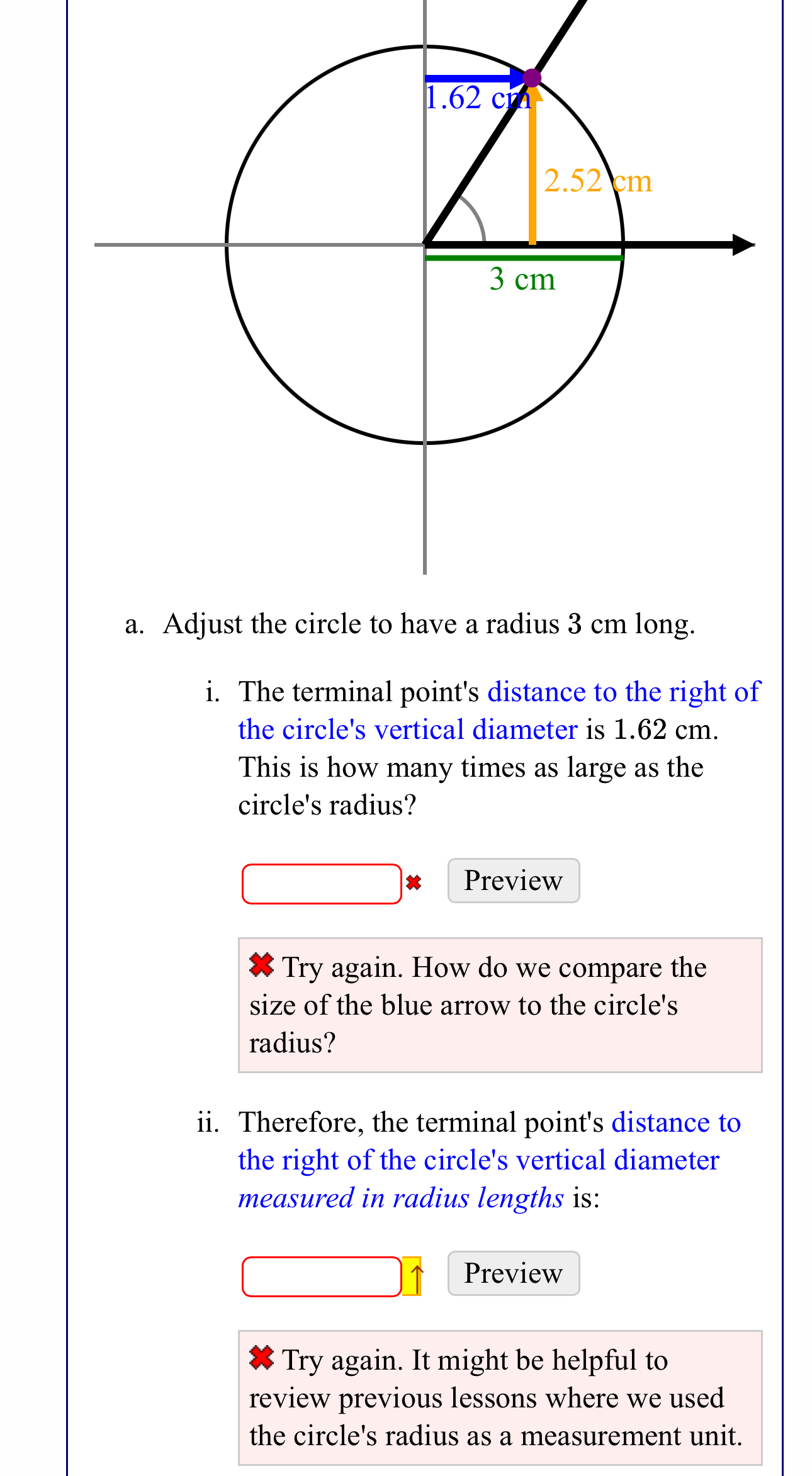 Solved a. ﻿Adjust the circle to have a radius 3cm ﻿long.i. | Chegg.com