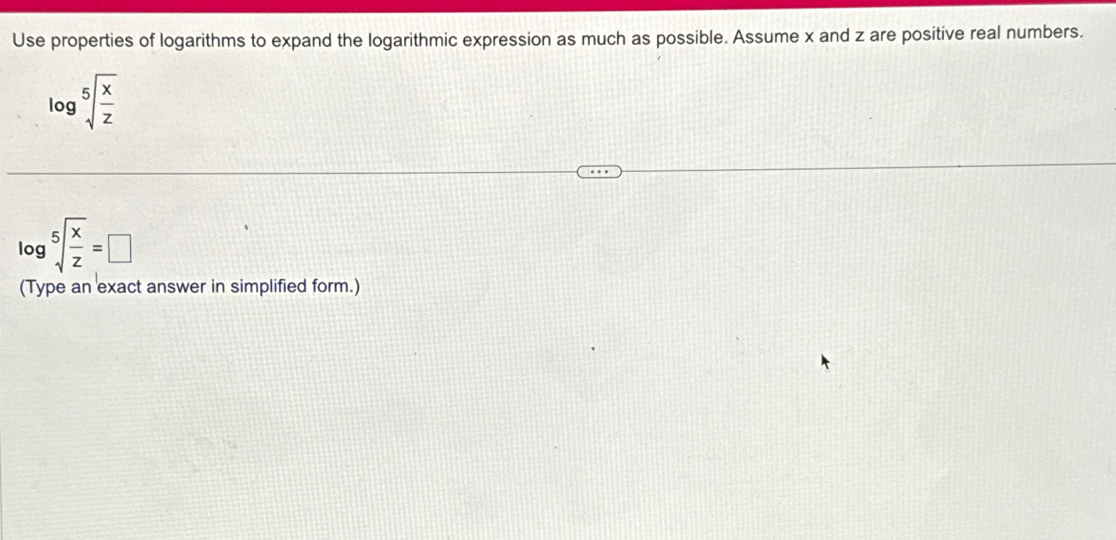 Solved Use properties of logarithms to expand the | Chegg.com