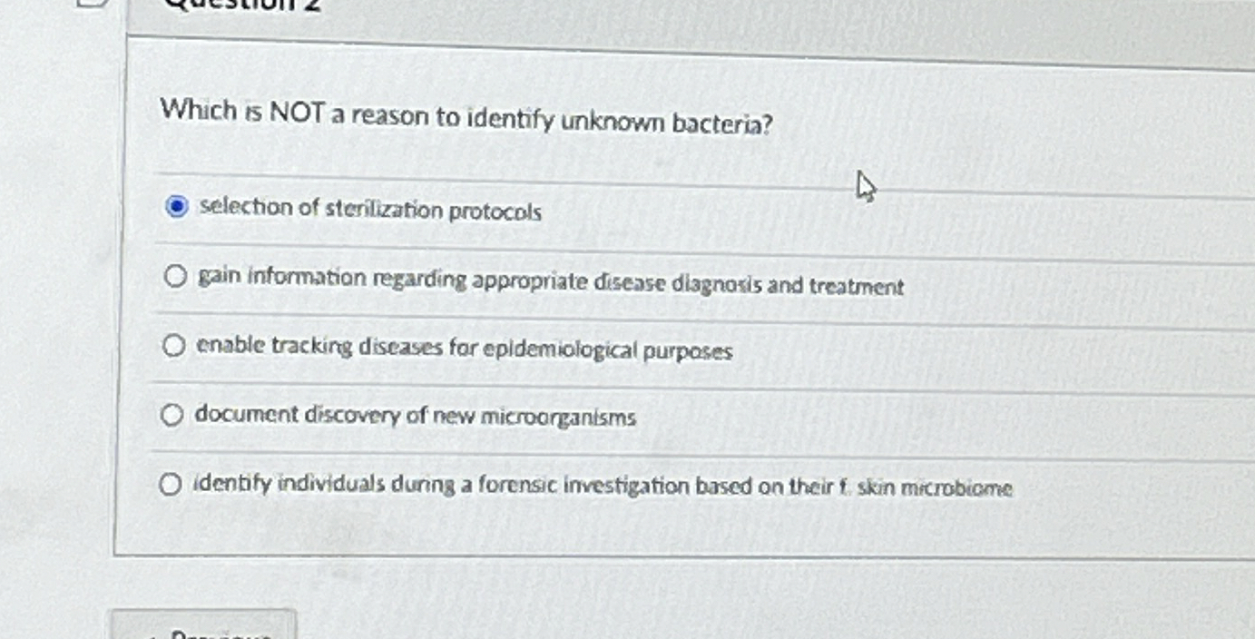 Solved Which is NOT a reason to identify unknown | Chegg.com