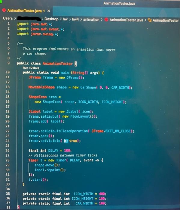 Solved 13. Modify the animation program in Chapter 4 so that | Chegg.com