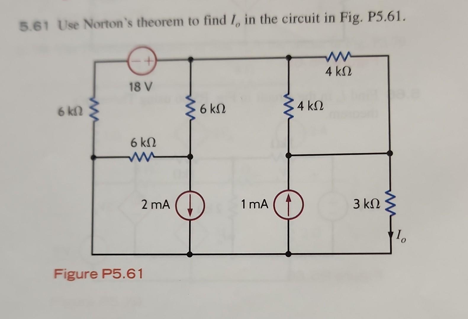 Solved 5.61 Use Norton's theorem to find Io in the circuit | Chegg.com