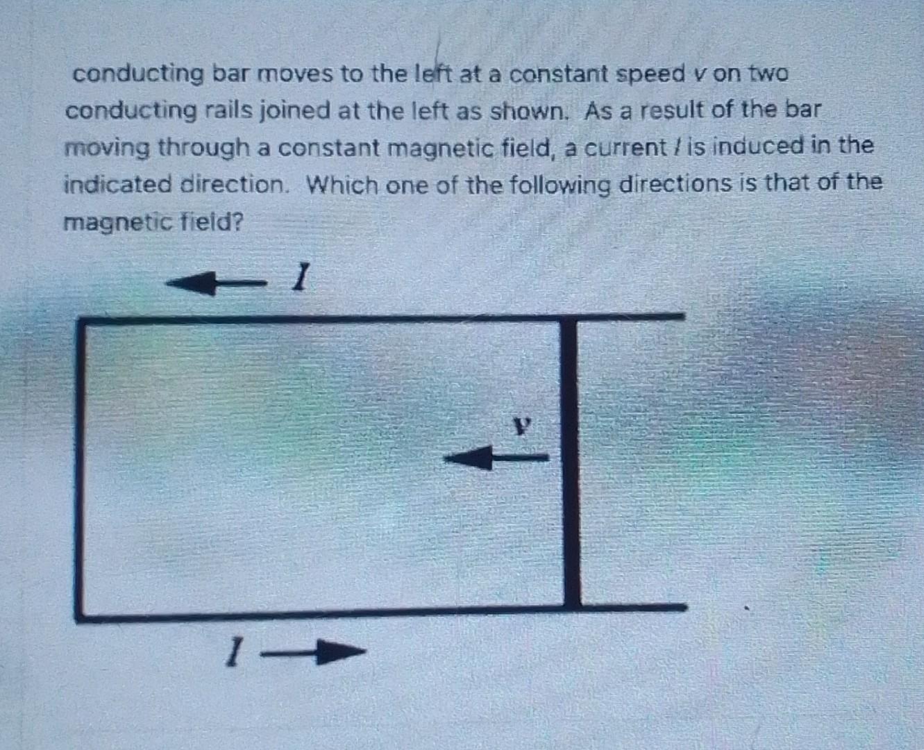 Solved conducting bar moves to the left at a constant speed | Chegg.com
