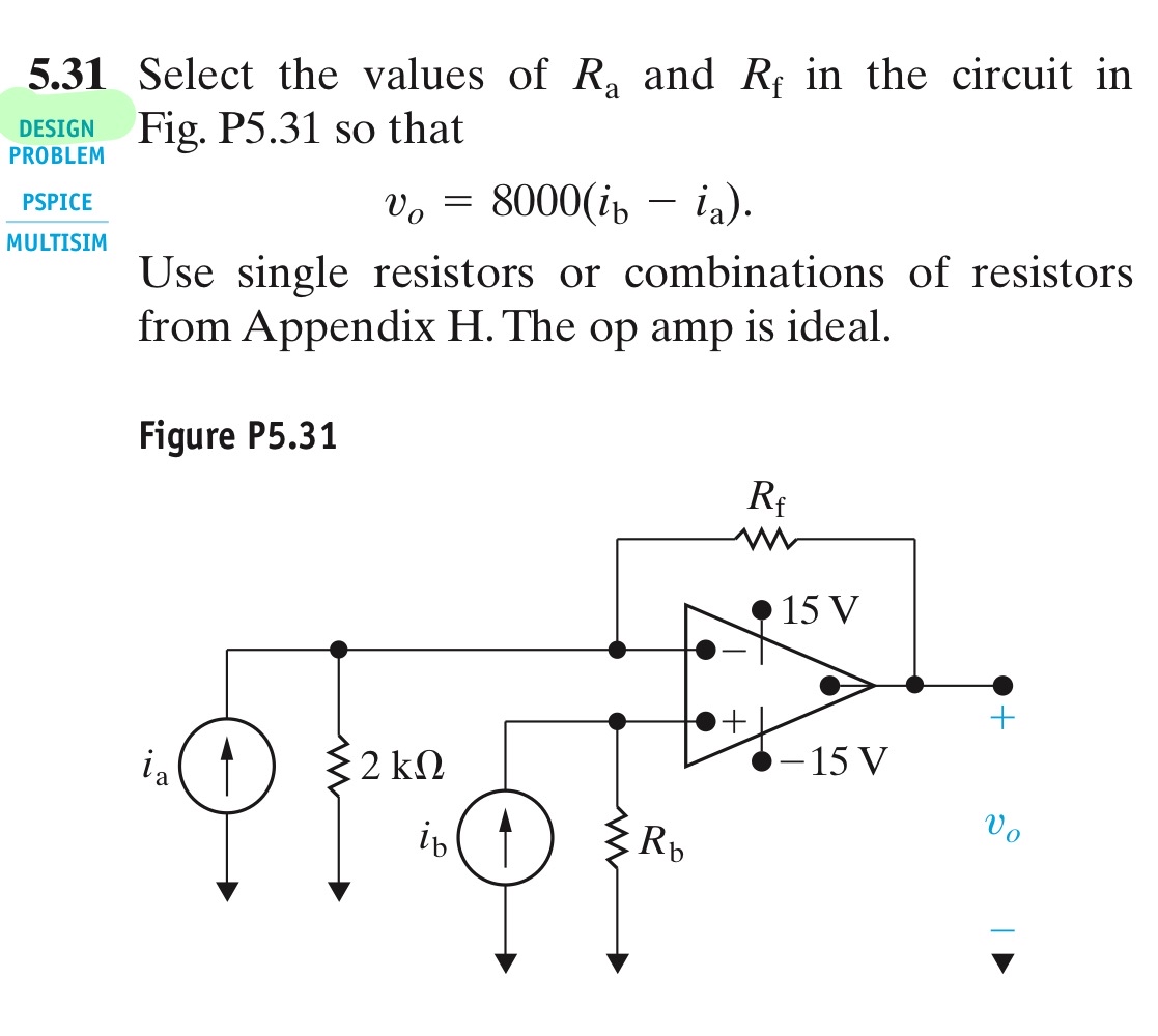 Solved 5.11 ﻿The op amp in the circuit in Fig. P5.11 ﻿is | Chegg.com