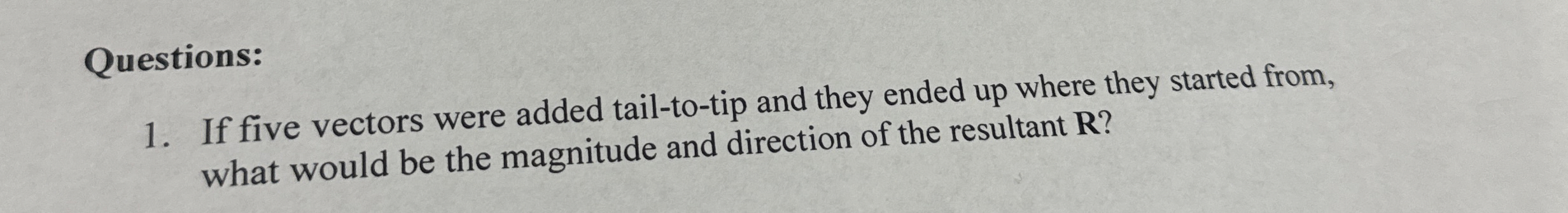 Solved Questions:If five vectors were added tail-to-tip and | Chegg.com