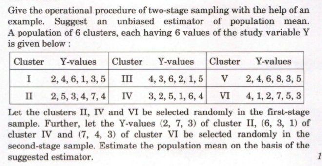 Solved Give the operational procedure of two-stage sampling | Chegg.com