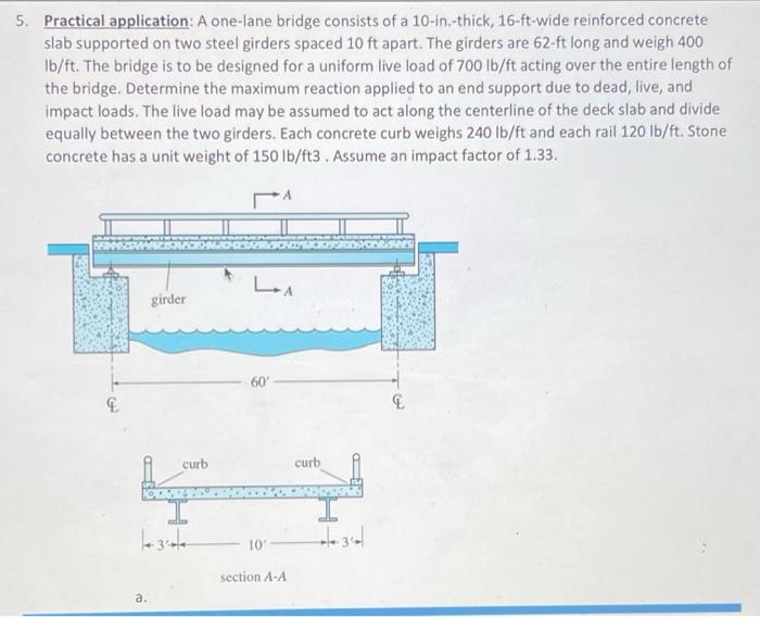 Solved 5. Practical application: A one-lane bridge consists | Chegg.com
