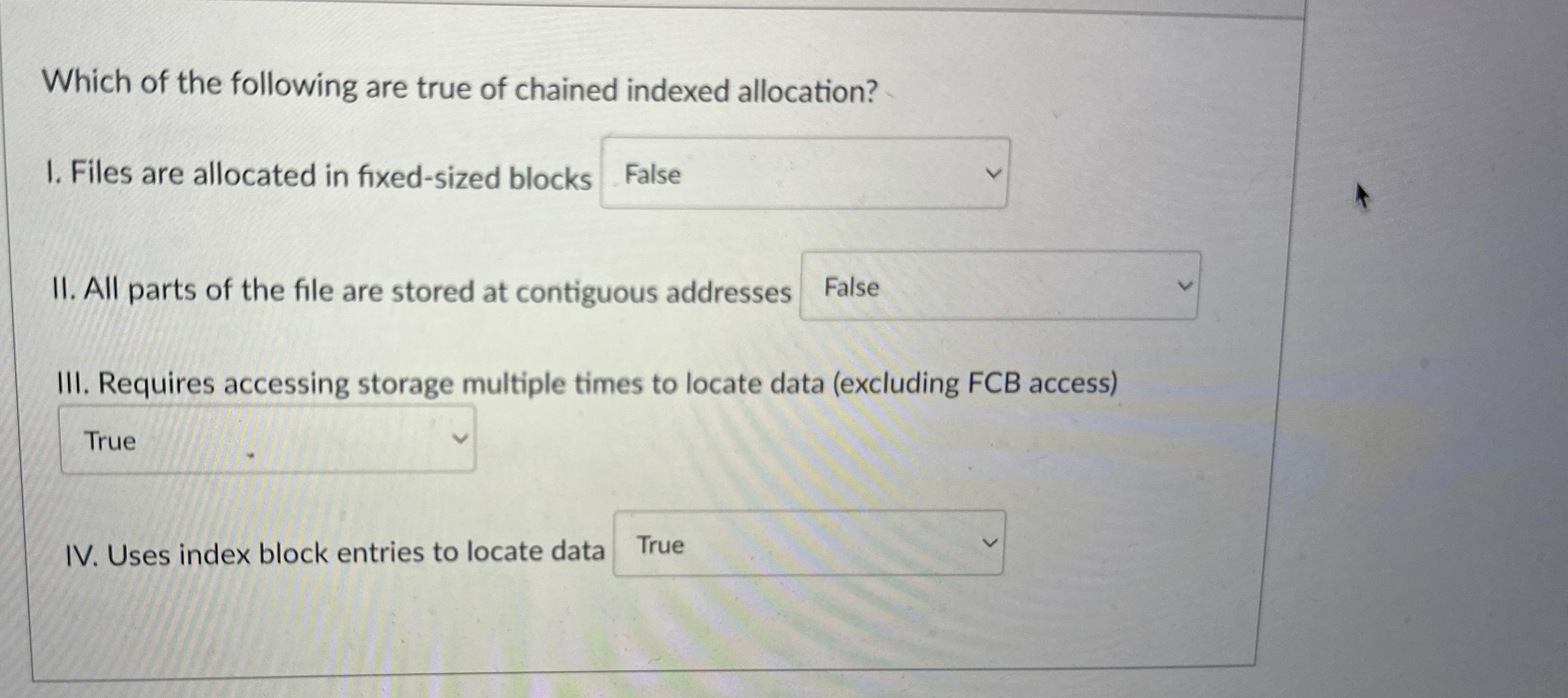 Solved Which of the following are true of chained indexed | Chegg.com