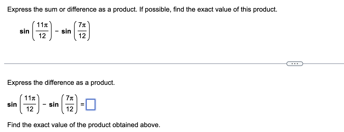 Solved Express the sum or difference as a product. If | Chegg.com
