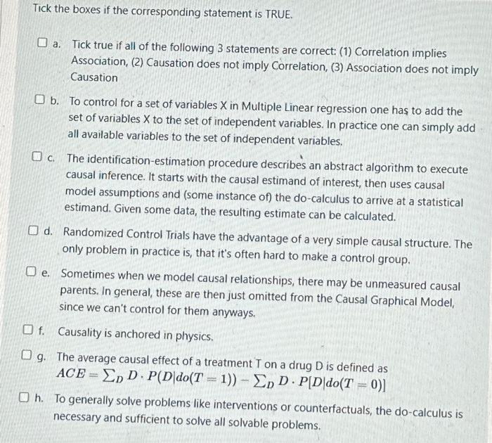 Solved Tick the boxes if the corresponding statement is | Chegg.com