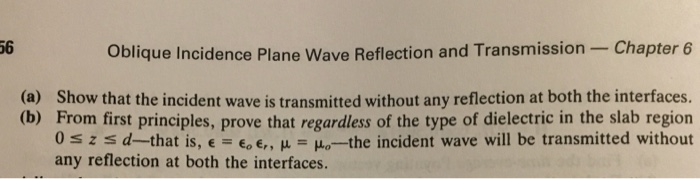 Oblique Incidence Plane Wave Reflection and | Chegg.com