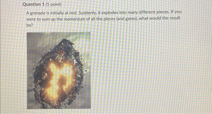 Solved A grenade is initially at rest. Suddenly, it explodes | Chegg.com