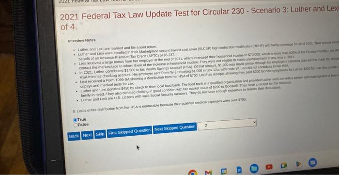 021 Federal Tax Law Update Test for Circular 230 - | Chegg.com