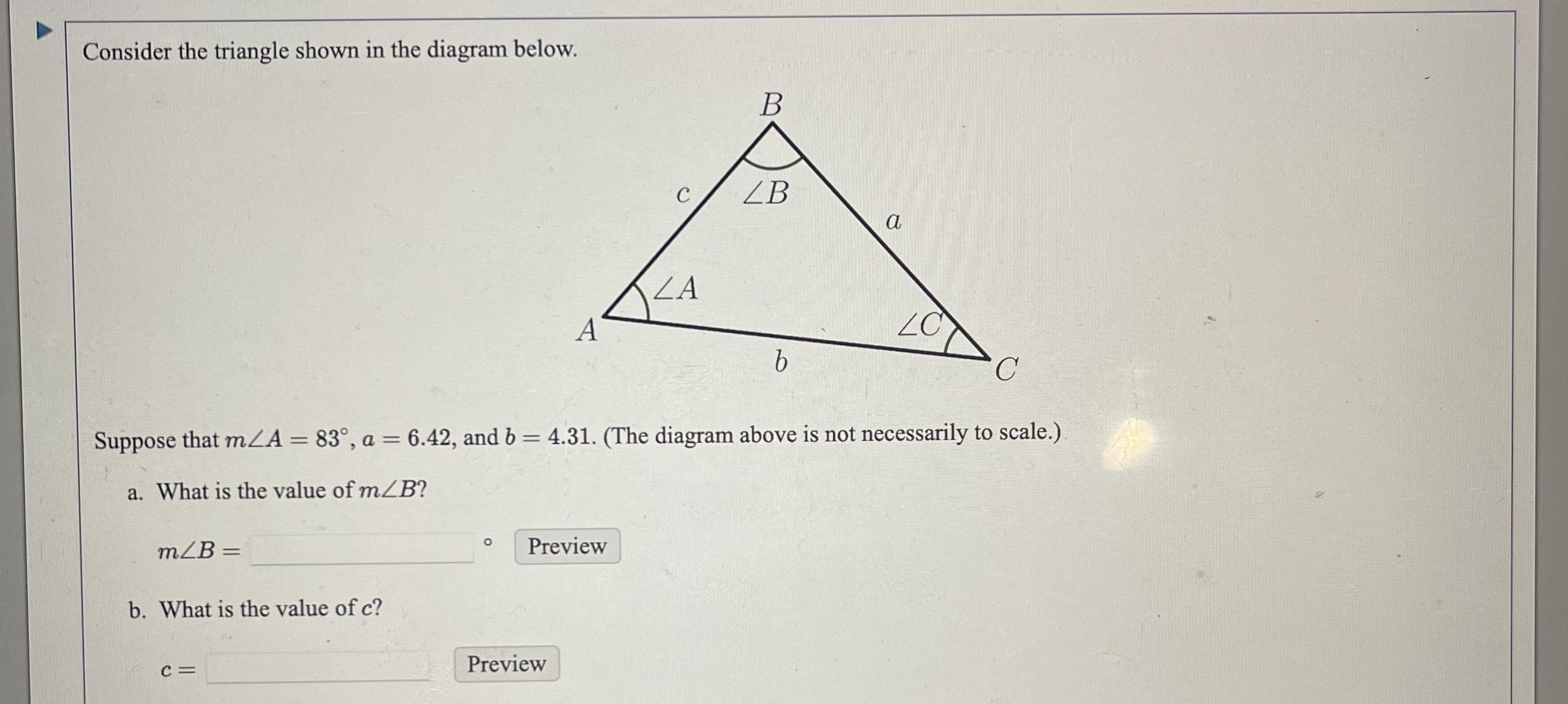 Solved Consider the triangle shown in the diagram | Chegg.com