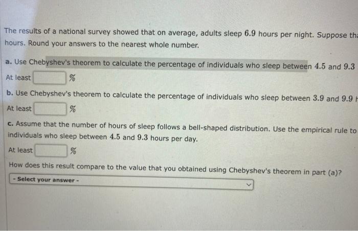 Solved The results of a national survey showed that on | Chegg.com