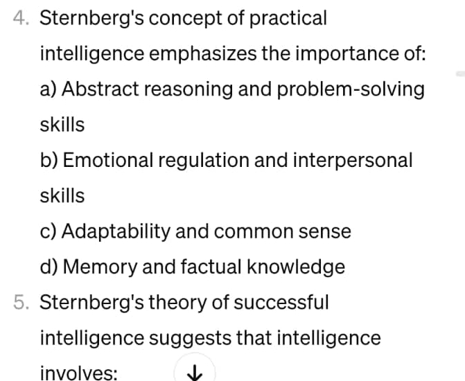 Solved Sternberg's concept of practical intelligence | Chegg.com