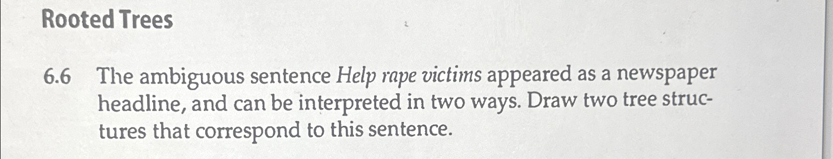 Solved Rooted Trees6.6 ﻿The ambiguous sentence Help rape | Chegg.com