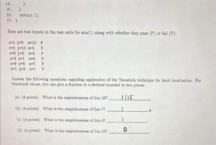 Solved 16 points) (Fault localization) Consider this Java | Chegg.com