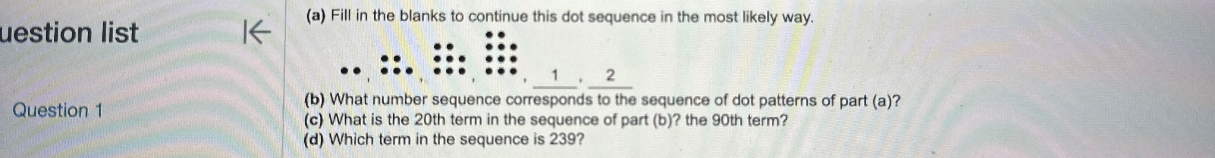 Solved uestion list(a) ﻿Fill in the blanks to continue this | Chegg.com
