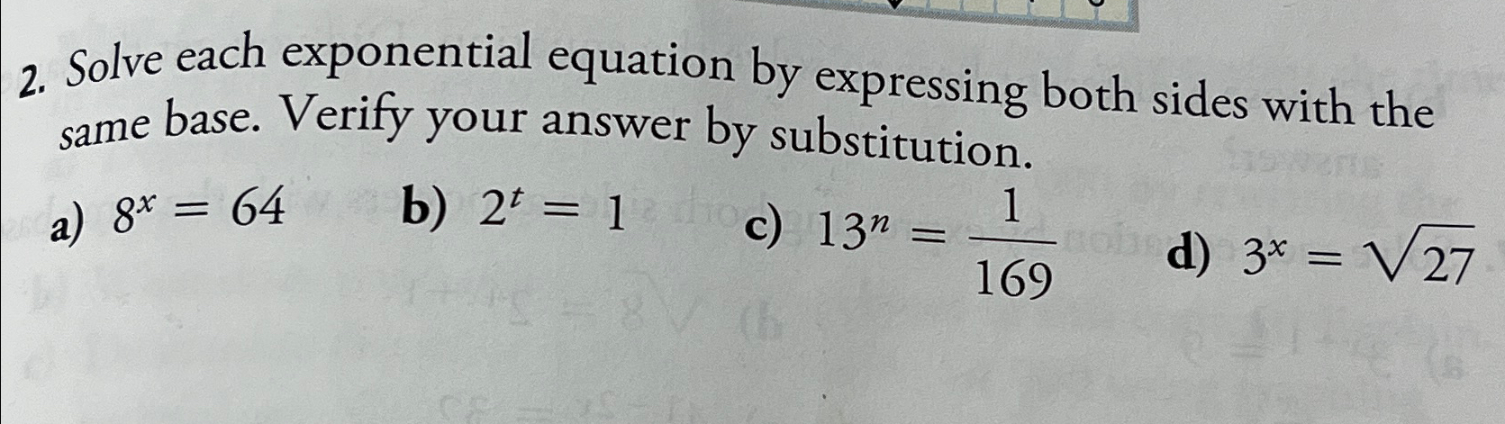 Solved Solve each exponential equation by expressing both | Chegg.com