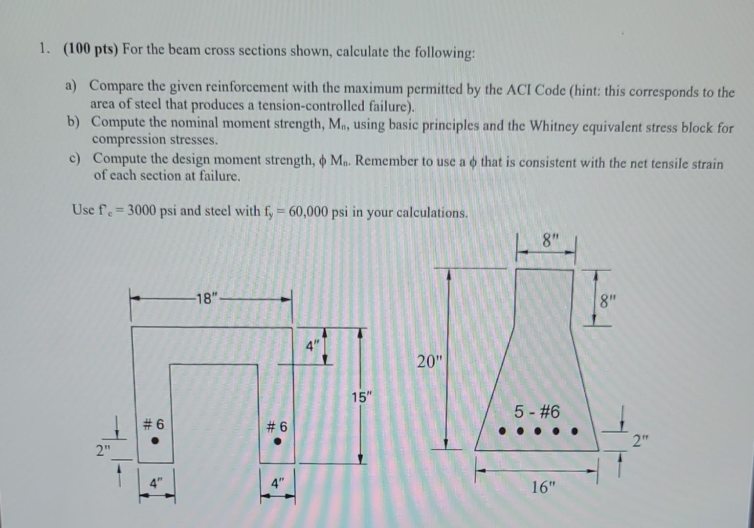 Solved (100 pts) For the beam cross sections shown, | Chegg.com