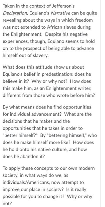 Solved Taken in the context of Jefferson's Declaration, | Chegg.com