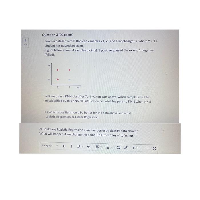 Solved Given A Dataset With 3 Boolean Variables ×1 ×2 And A