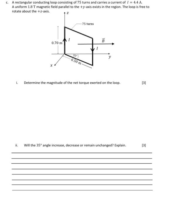 Solved c. A rectangular conducting loop consisting of 75 | Chegg.com