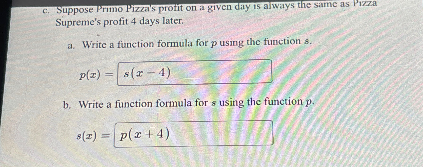 Solved c. ﻿Suppose Primo Pizza's profit on a given day is | Chegg.com