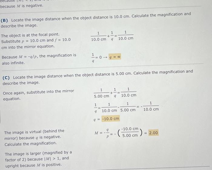 Solved GOAL Calculate properties of a concave mirror. | Chegg.com