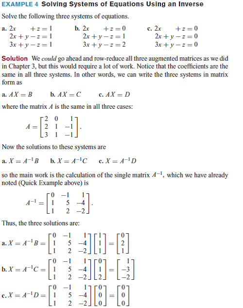 Solved: In Exercises, use matrix inversion to solve each collectio ...