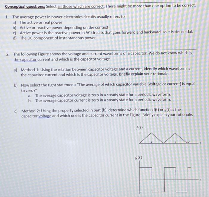 Solved Conceptual questions: Select all those which are | Chegg.com