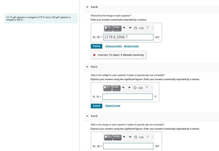 Solved A2.75 μF capactor is charged to 475 V and a 4.00μF | Chegg.com