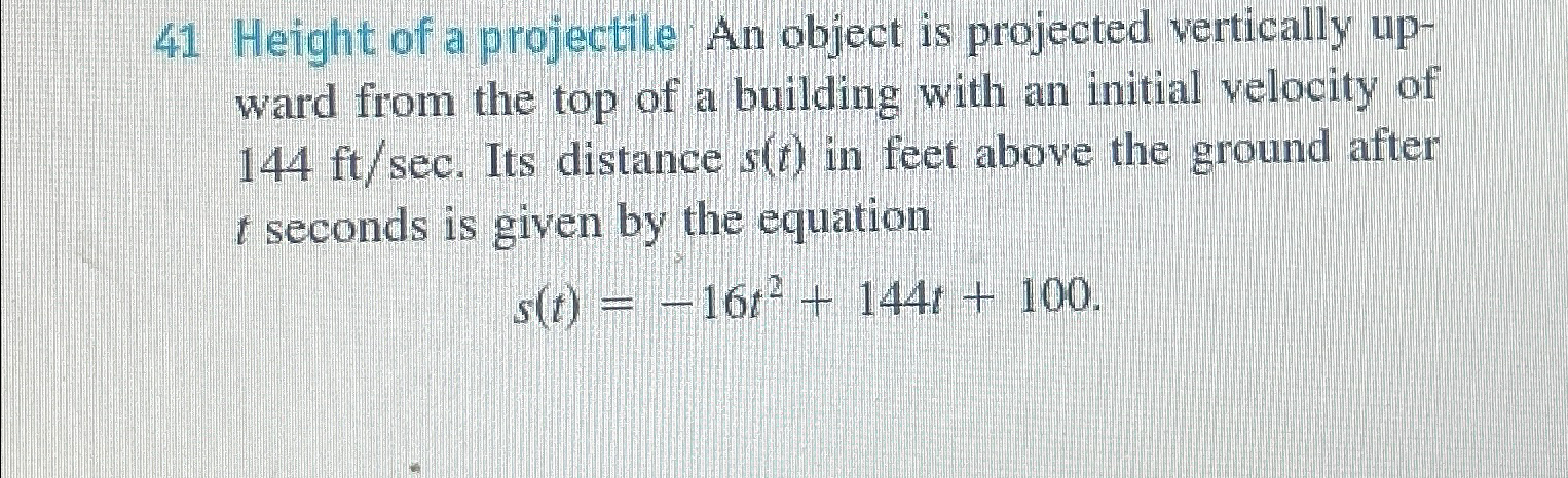41 ﻿Height of a projectile An object is projected | Chegg.com