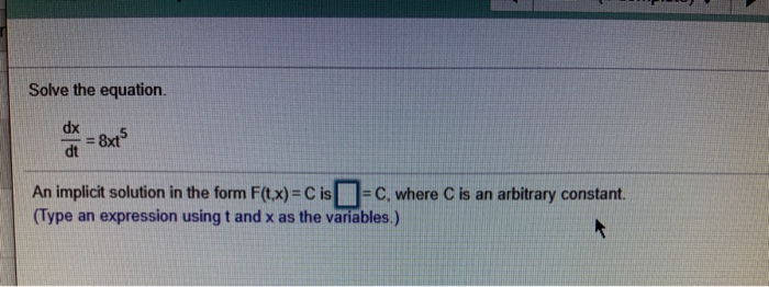 Solved Solve the equation dt =&yys An implicit solution in | Chegg.com