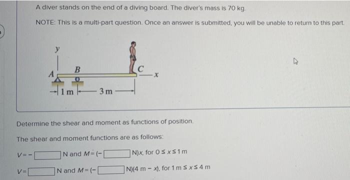 Solved A diver stands on the end of a diving board. The | Chegg.com