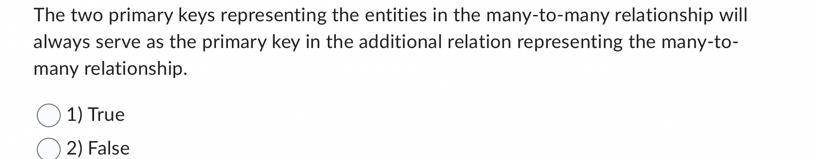 Solved The two primary keys representing the entities in the | Chegg.com